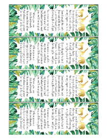 Safari Jungle Bookmark Green Gold Printable Instant Download – Pink the Cat