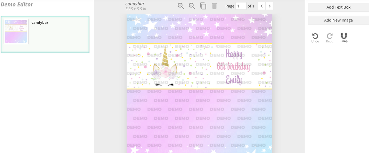 Unicorn face birthday or baby shower candy label template printable ...