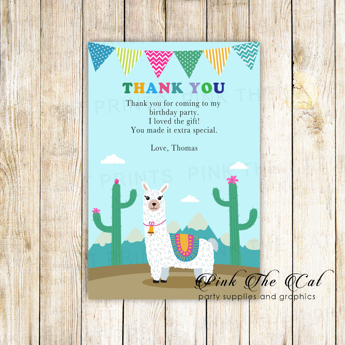 Alpaca Llama Thank You Card Printable Instant Download birthday – Pink ...