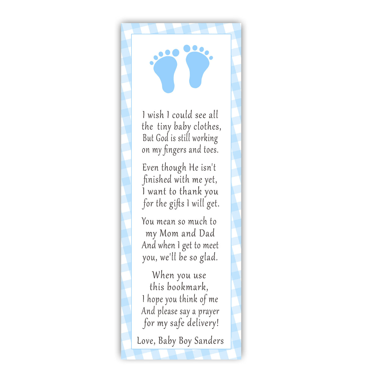 25 bookmarks gingham baby shower girl boy pink or blue personalized ...