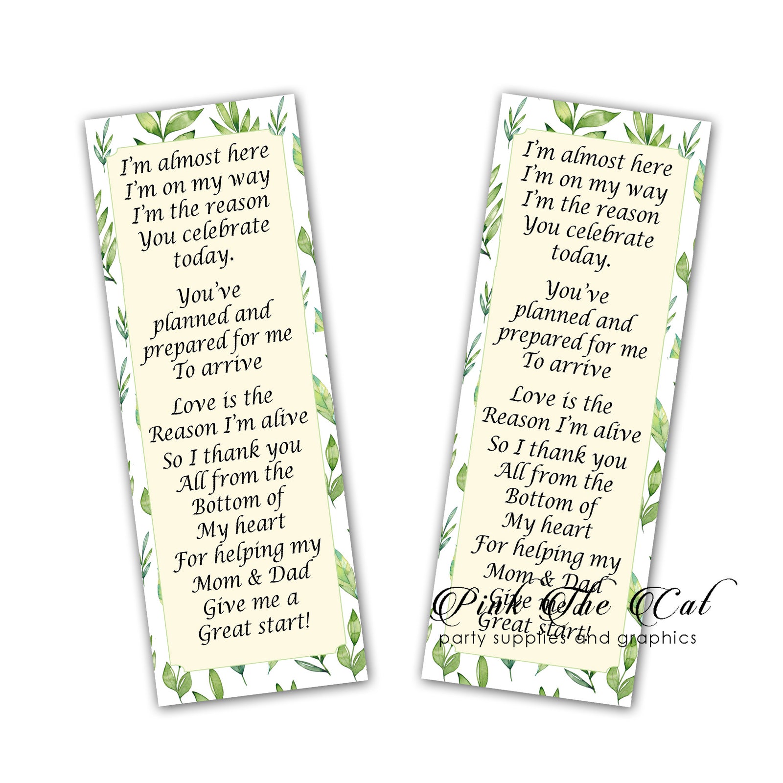 25 Bookmarks Greenery Botanical Baby Shower Favors Gender Neutral ...