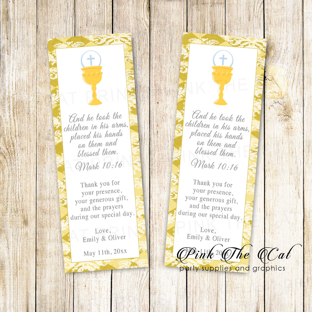 75 Holy communion bookmarks siblings twins gold unisex personalized ...