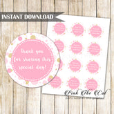 Confetti pink gold favor label girl birthday baby shower printable ...