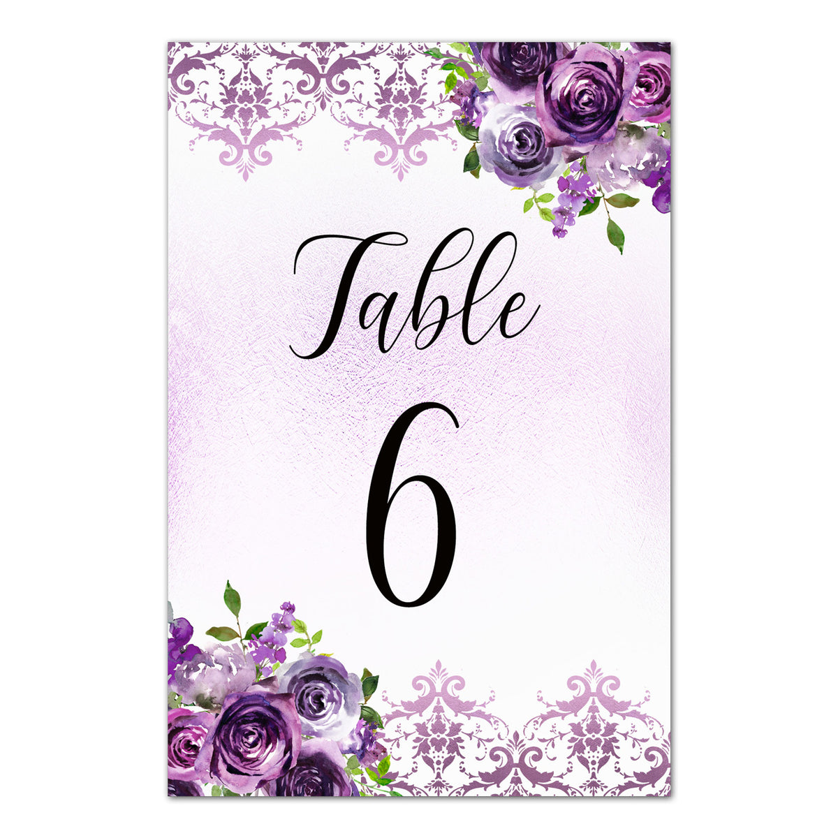 12 Table number card floral purple lavender glitter wedding watercolor ...