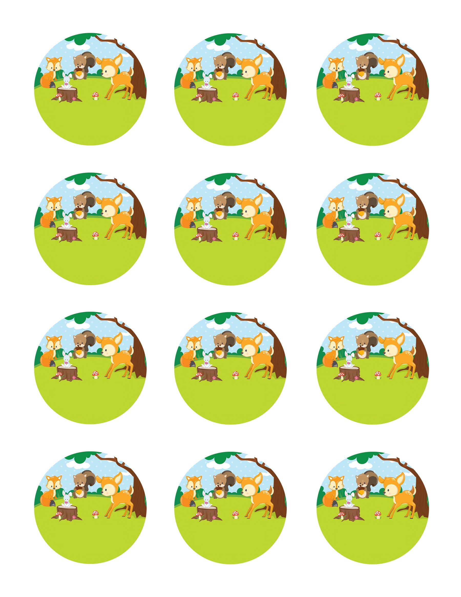 Forest Favor Label Sticker Woodland Animals Printable – Pink the Cat