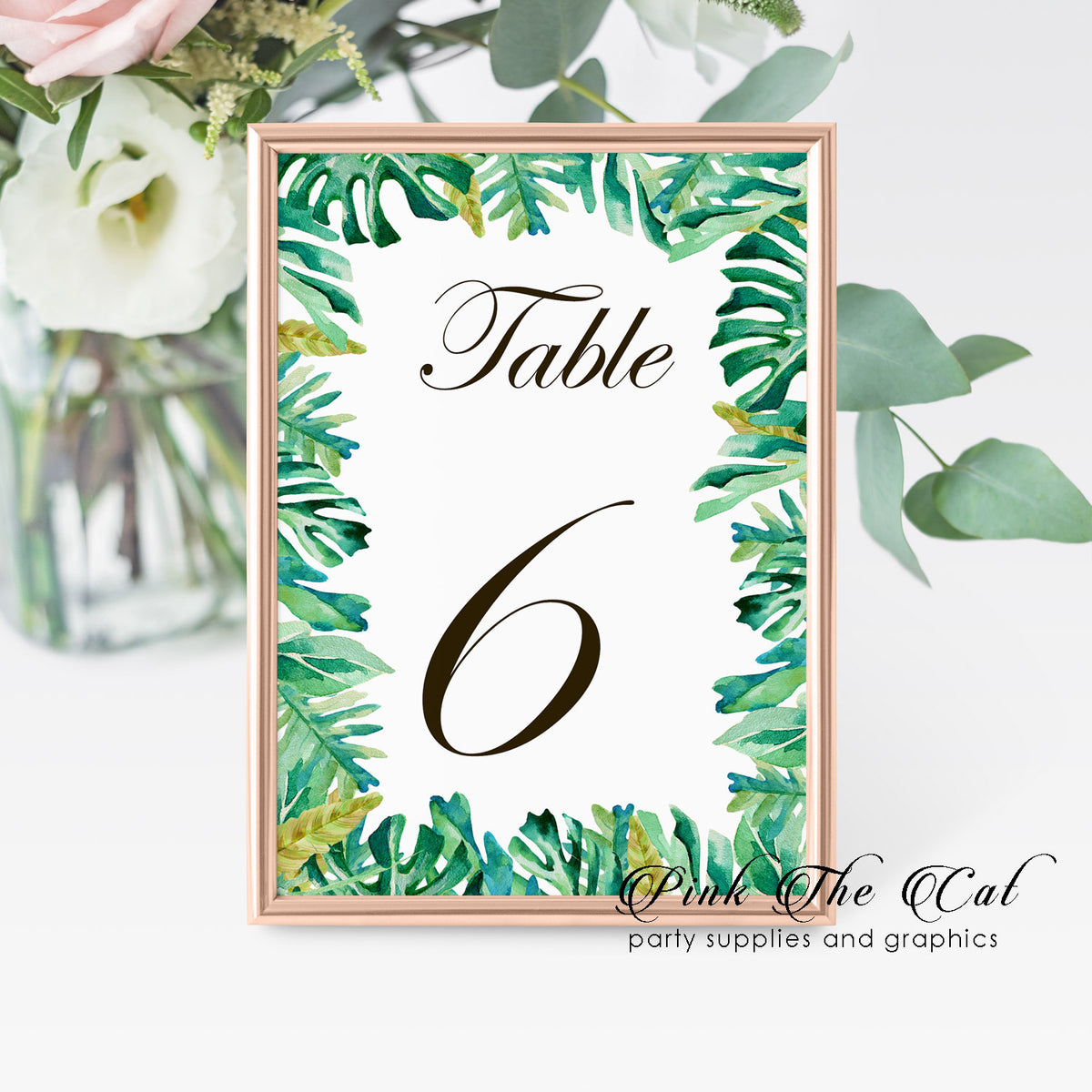 12 Table number cards botanical tropical leaves wedding birthday party ...