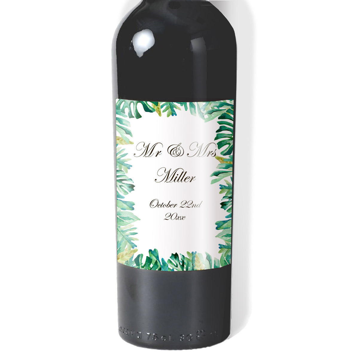 Wine Bottle Labels Botanical Tropical Leaves Wedding Printable – Pink ...