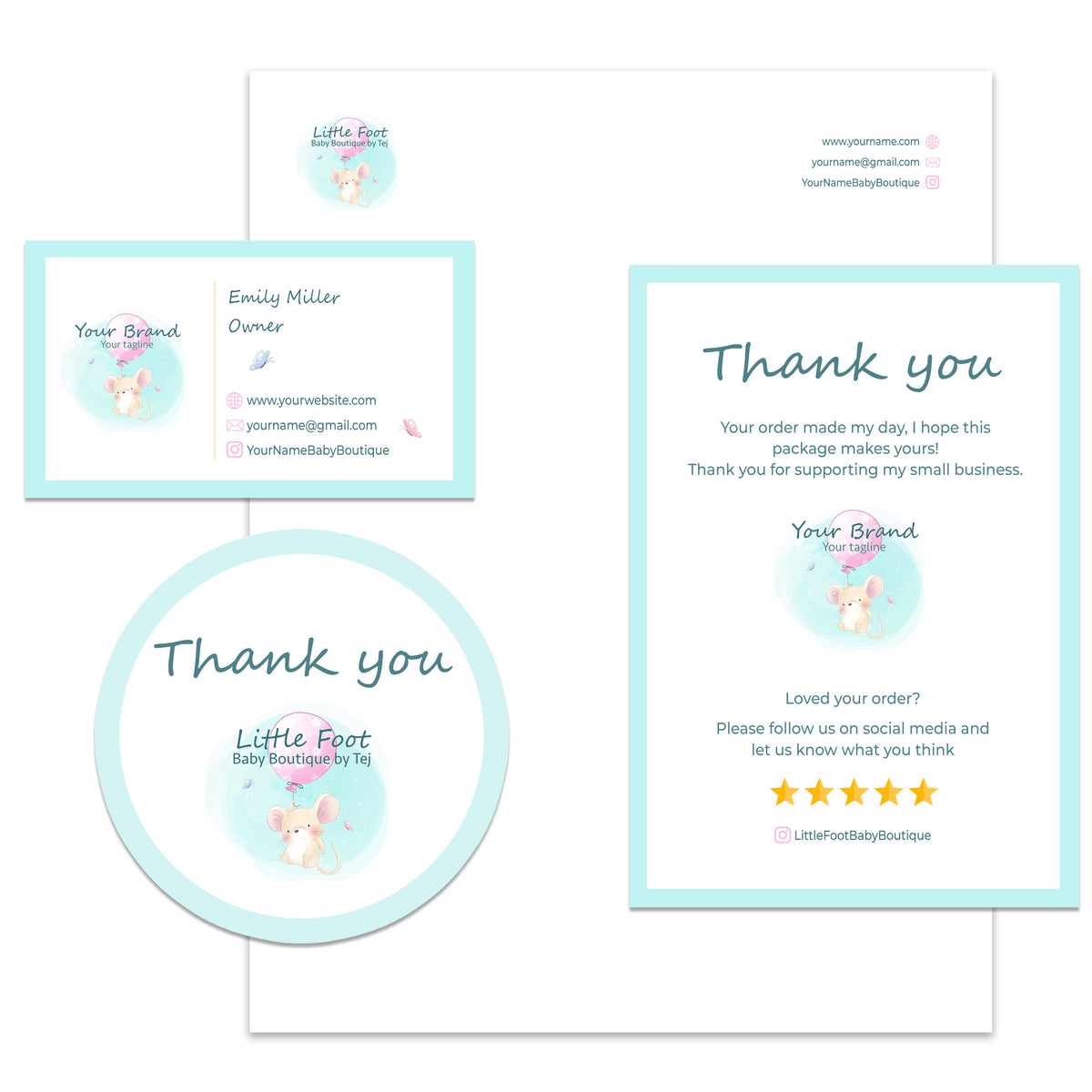Mouse stationary pack printable – Pink the Cat