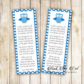 Blue owl bookmarks printable baby shower favors personalized – Pink the Cat