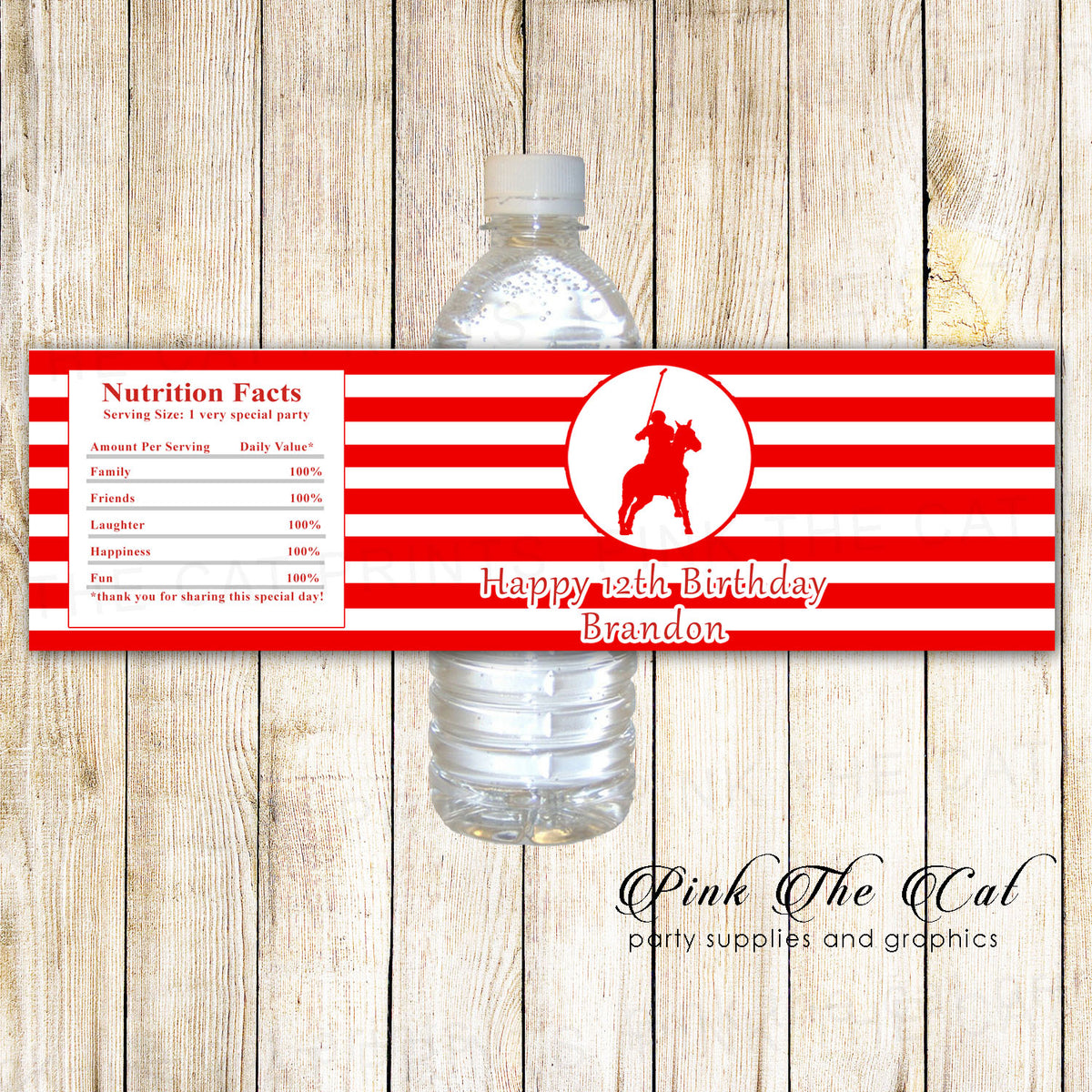 30 bottle stickers red white polo favor labels birthday baby shower ...