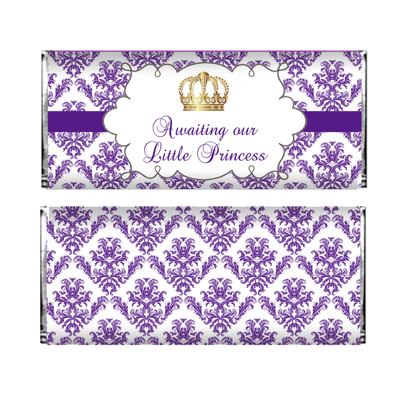 Princess candy bar purple gold printable baby shower favors – Pink the Cat