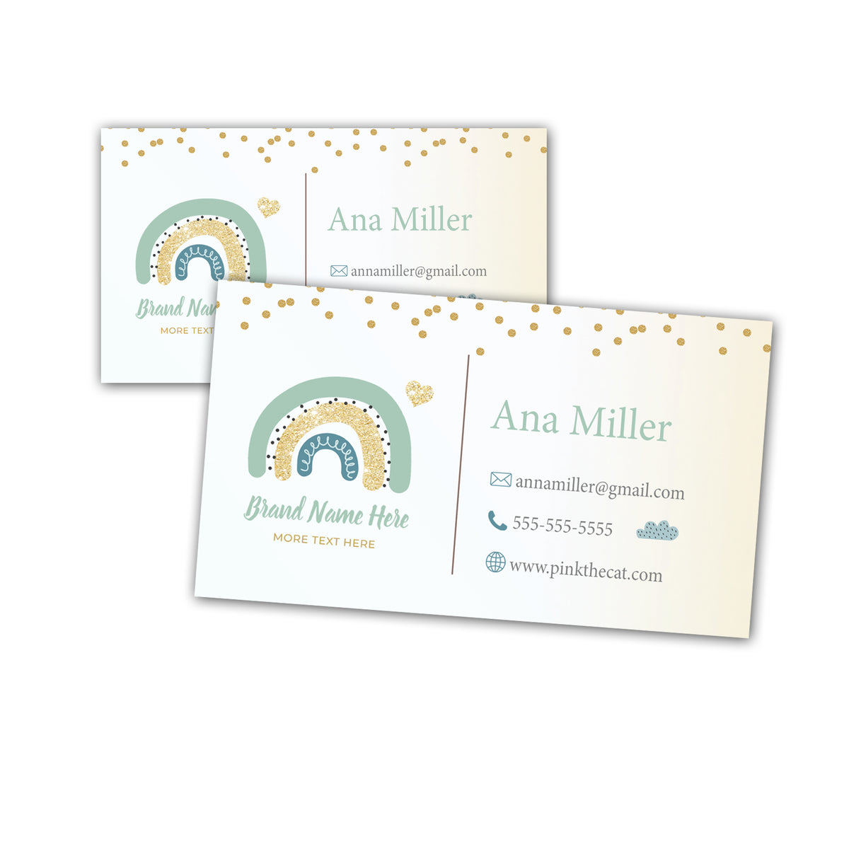 Premade boutique boho tribal cute rainbow business card design glitter ...