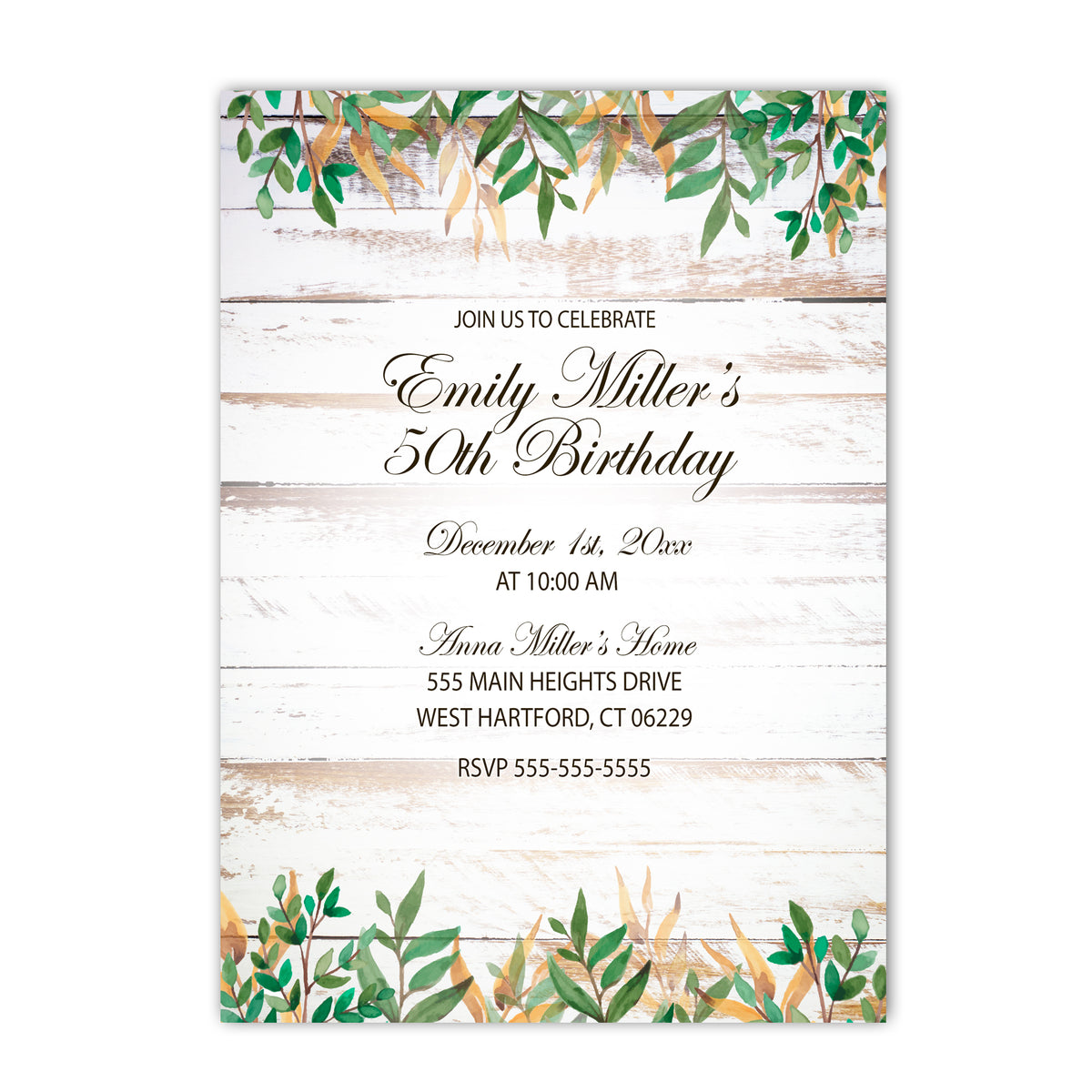 Rustic invitations white wood adult birthday party printable – Pink the Cat