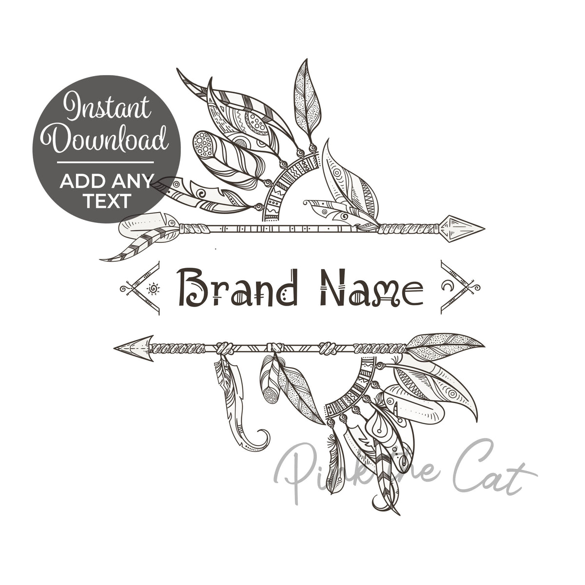 Tribal logo png arrow and feathers premade design for etsy or website ...