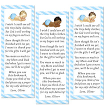 50 bookmarks boy vintage baby shower blue personalized with name – Pink ...